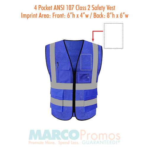 4 Pocket ANSI 107 Class 2 Safety Vest | Marco Promos