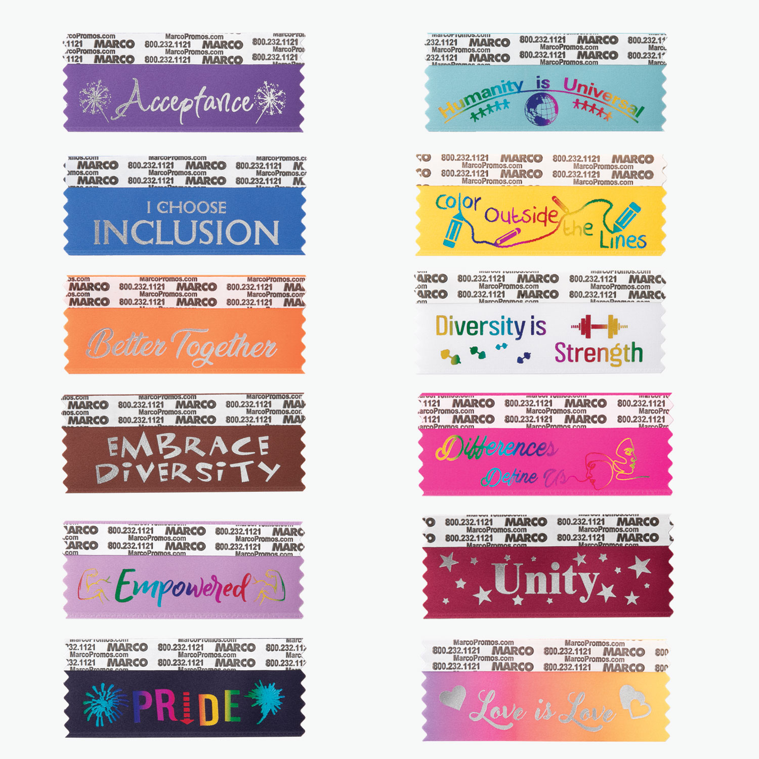 100 Assorted Inclusion Ribbons with Ribbon Case | Marco Promos