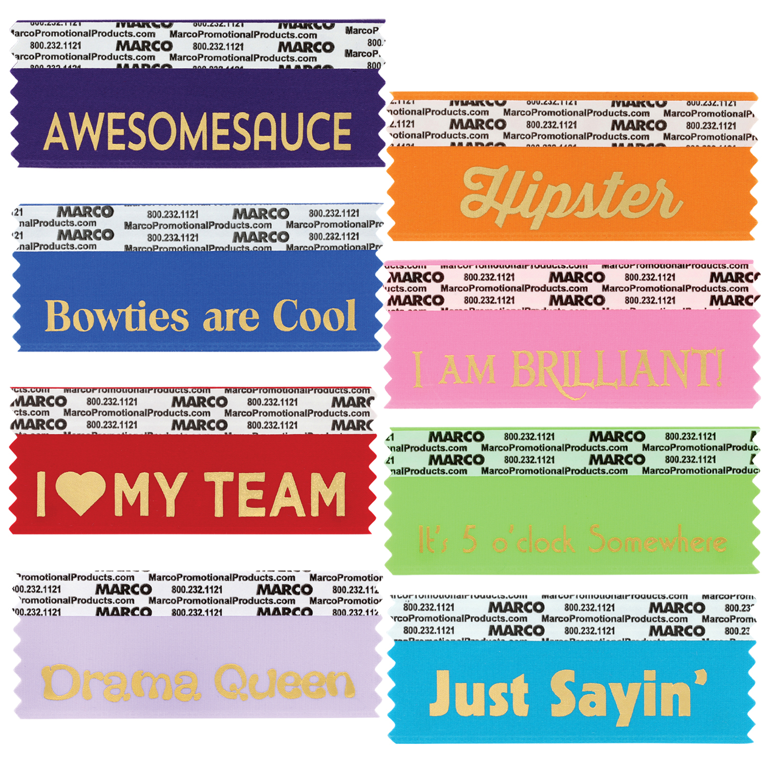 100 Assorted Fun Ribbons 3 with Ribbon Case, H1-FUNPACK3 - Marco Promos